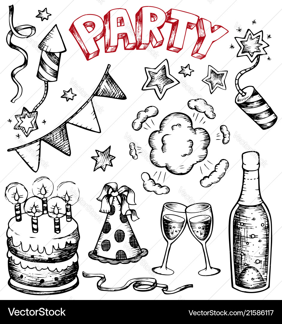Party drawings collection 1 Royalty Free Vector Image