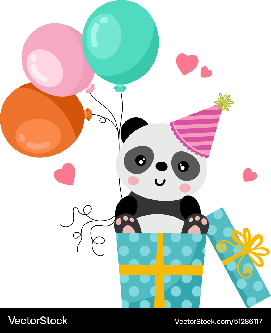 Surprise happy birthday box gift with panda Vector Image