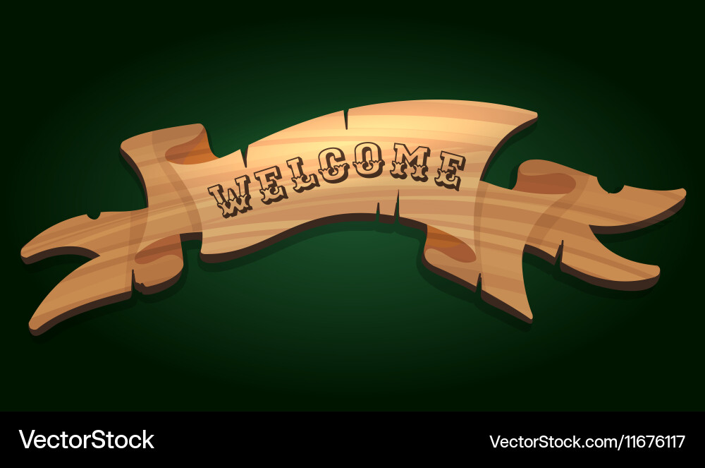 Wooden Welcome Signboard Royalty Free Vector Image