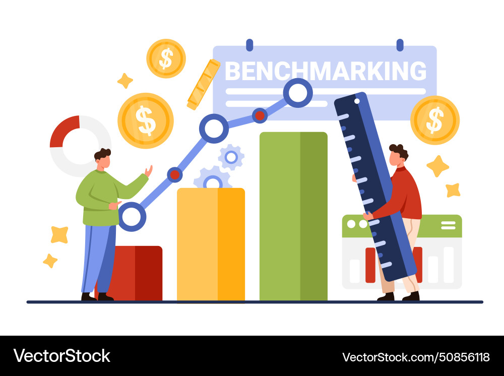 Benchmarking analysis analytics for best quality Vector Image