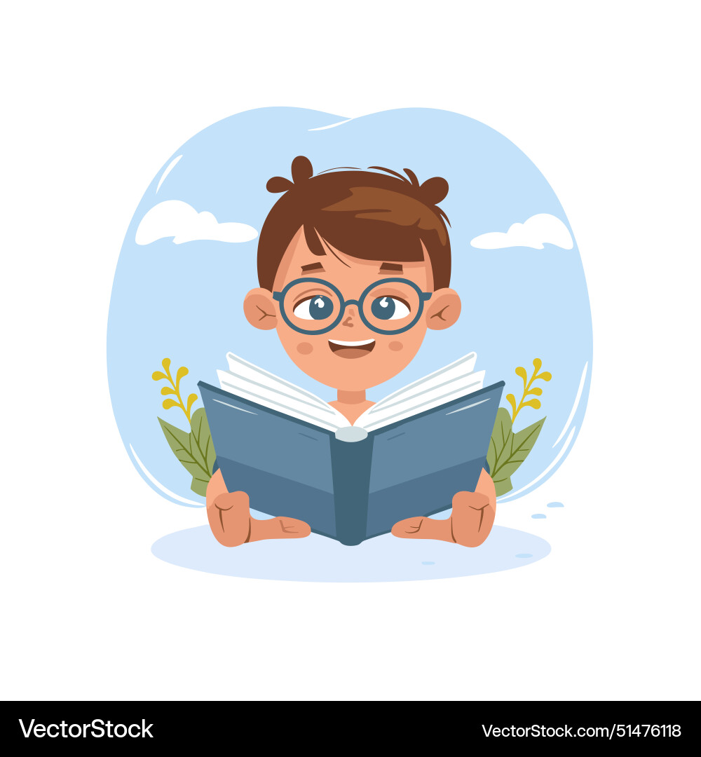Children reading book concept Royalty Free Vector Image