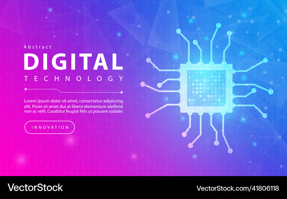 Digital technology electronic chip banner pink Vector Image