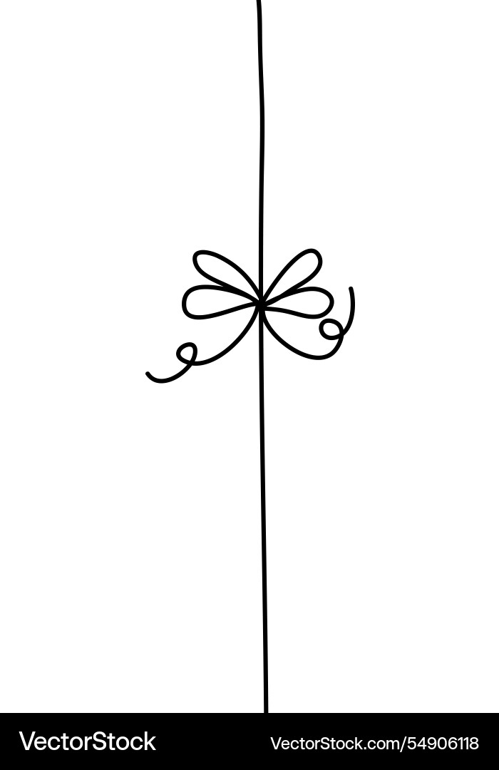 Line drawing bow gift ribbon Royalty Free Vector Image