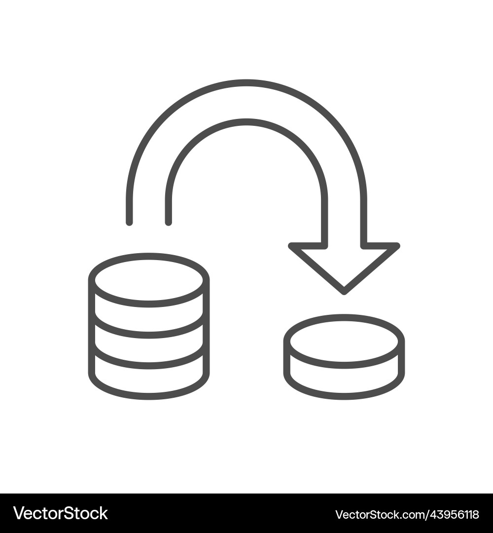 Money transfer line outline icon Royalty Free Vector Image