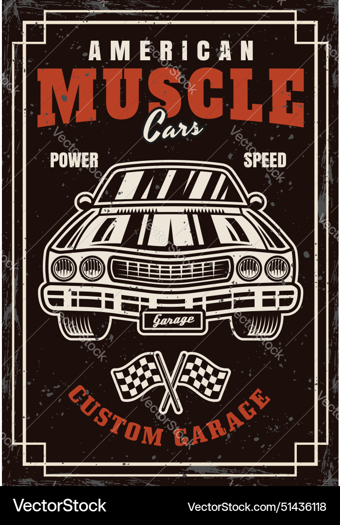 Muscle car vintage poster Royalty Free Vector Image