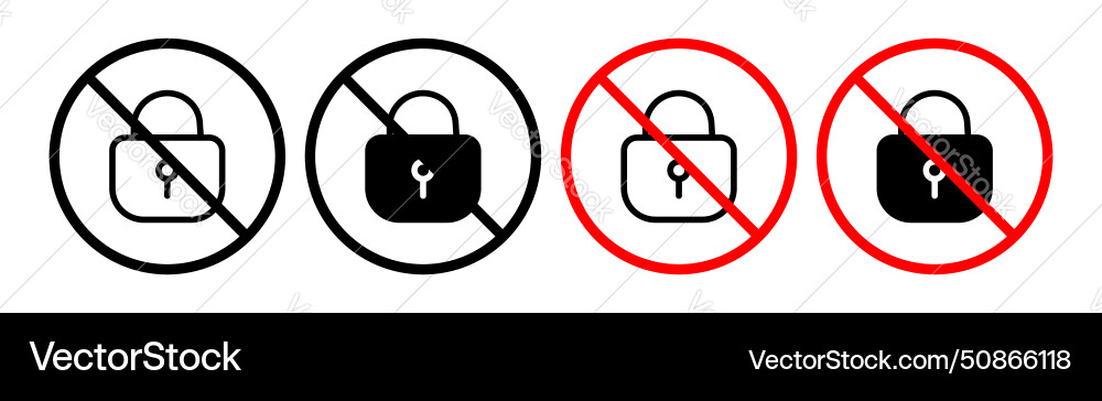No lock sign computer security password symbol Vector Image