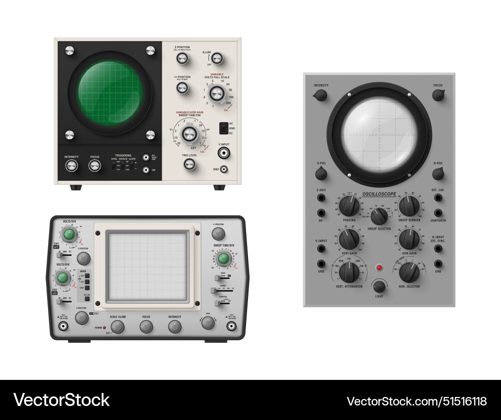 Old oscilloscope instrument for electrical Vector Image