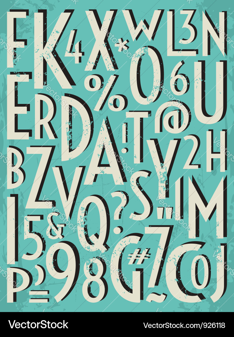 Retro Letter & Number Set Royalty Free Vector Image