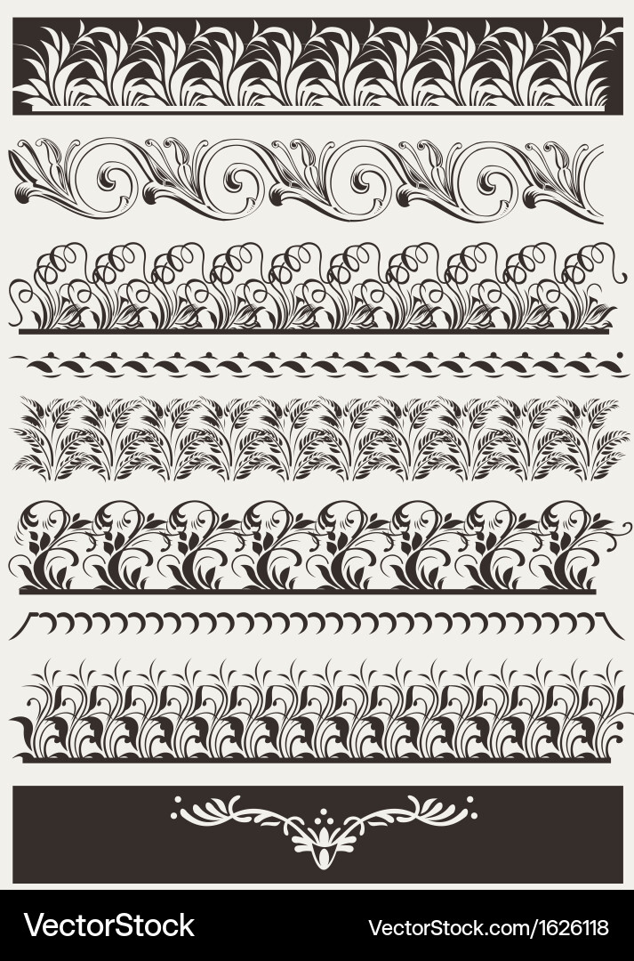 Set of nature borders Royalty Free Vector Image