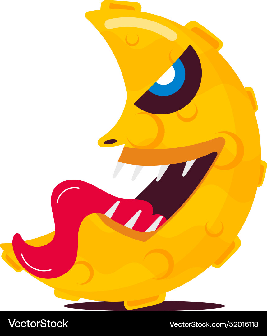 Weba creepy moon face a comic style sticker Vector Image