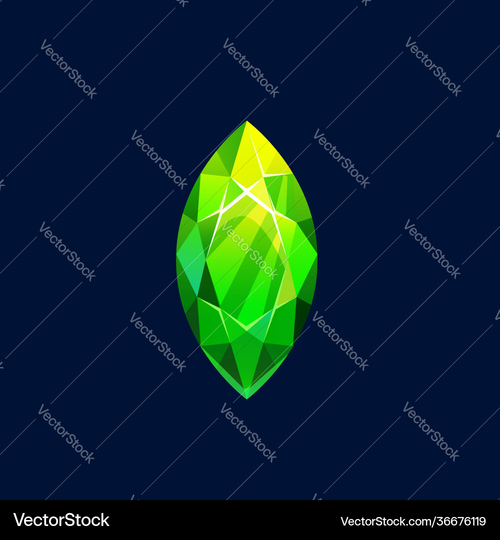 Green crystal magic rock icon gem stone Royalty Free Vector