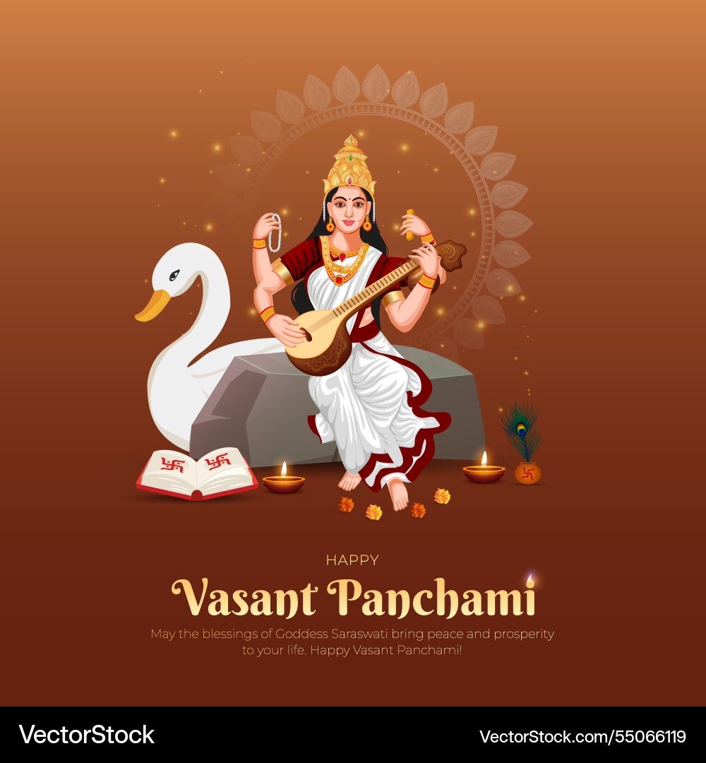 Happy vasant panchami post and flyer template Vector Image