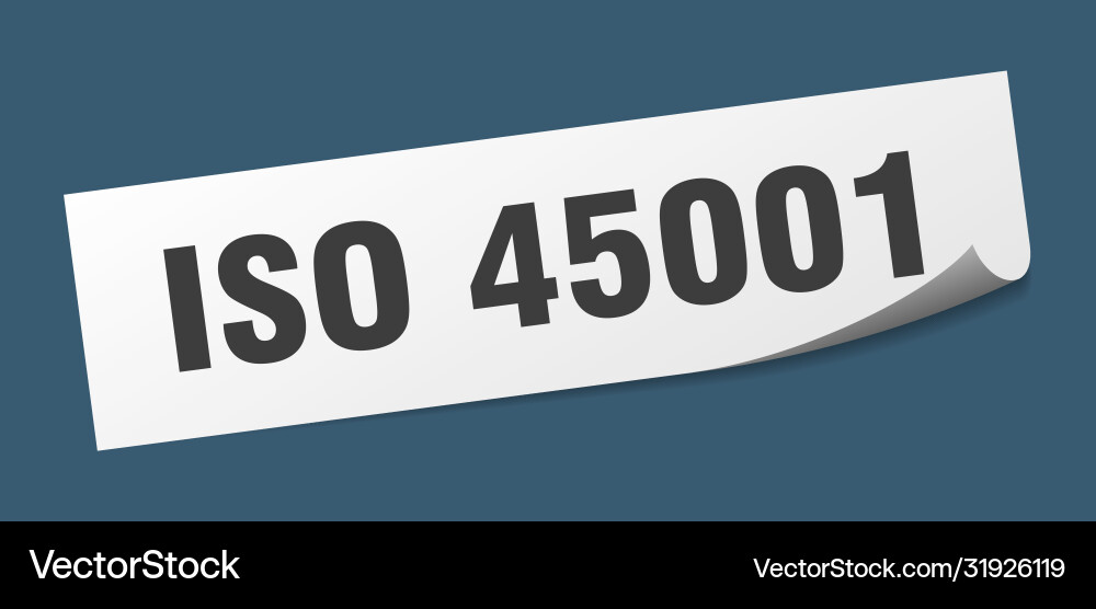 Iso 45001 sticker square isolated sign Royalty Free Vector