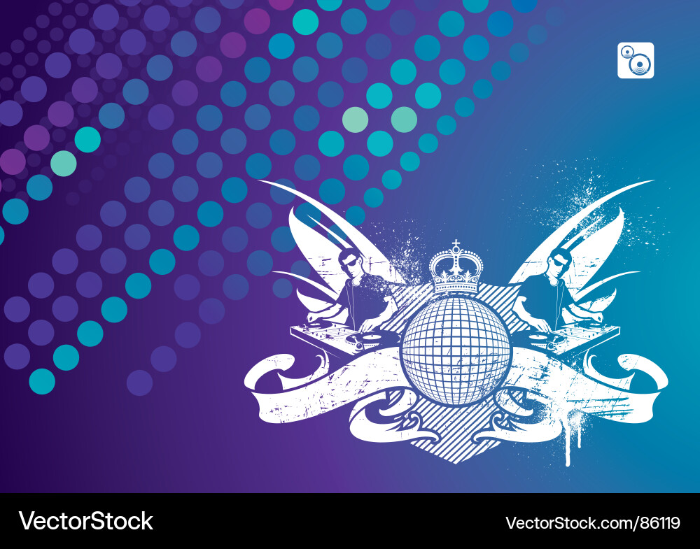 Music emblem with dj Royalty Free Vector Image