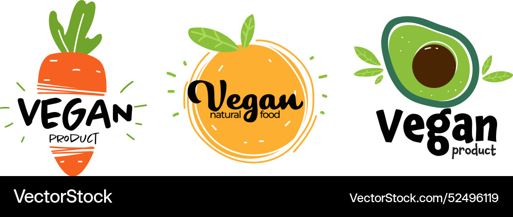 Organic vegan food label design Royalty Free Vector Image