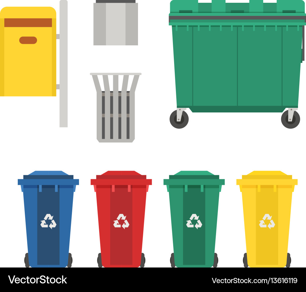 Recycling & Garbage Bins Collection Royalty Free Vector