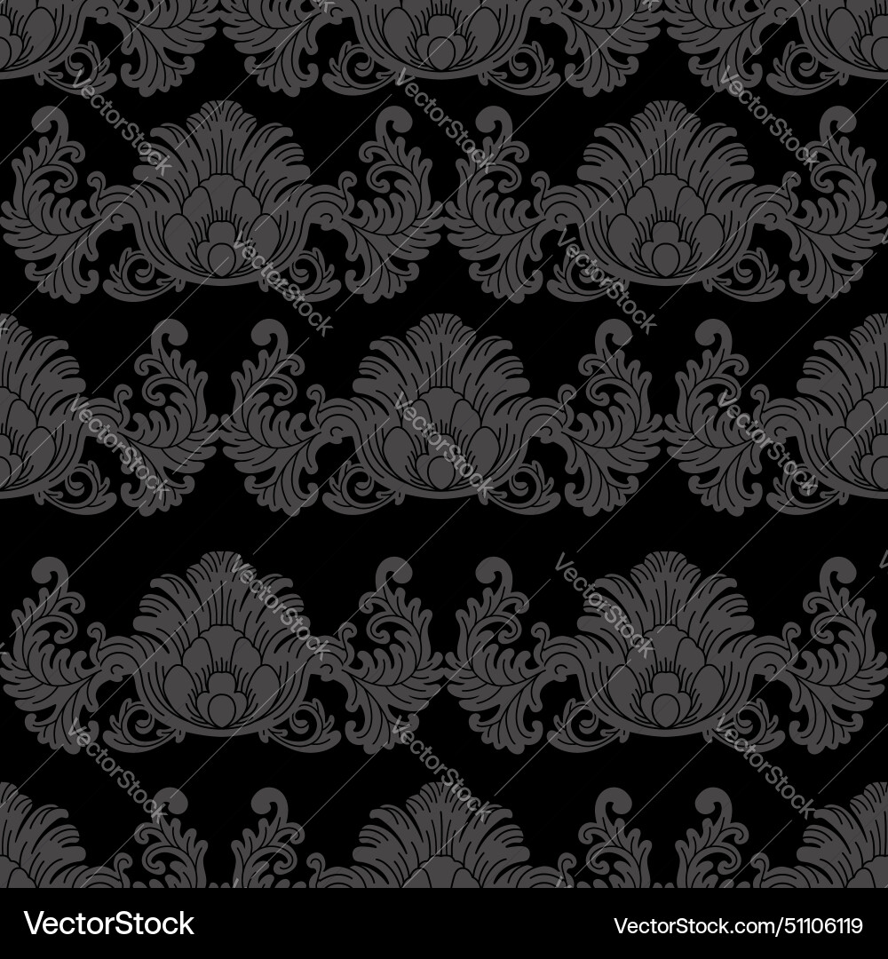 Seamless abstract pattern floral motif black Vector Image