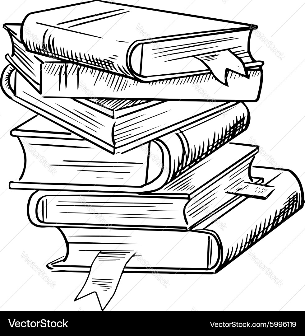 Stack of books with bookmarks Royalty Free Vector Image
