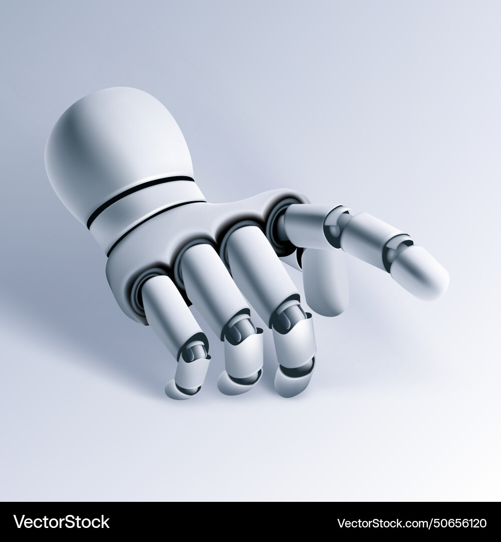 3d cyborg robot hand finger pointing isolated Vector Image