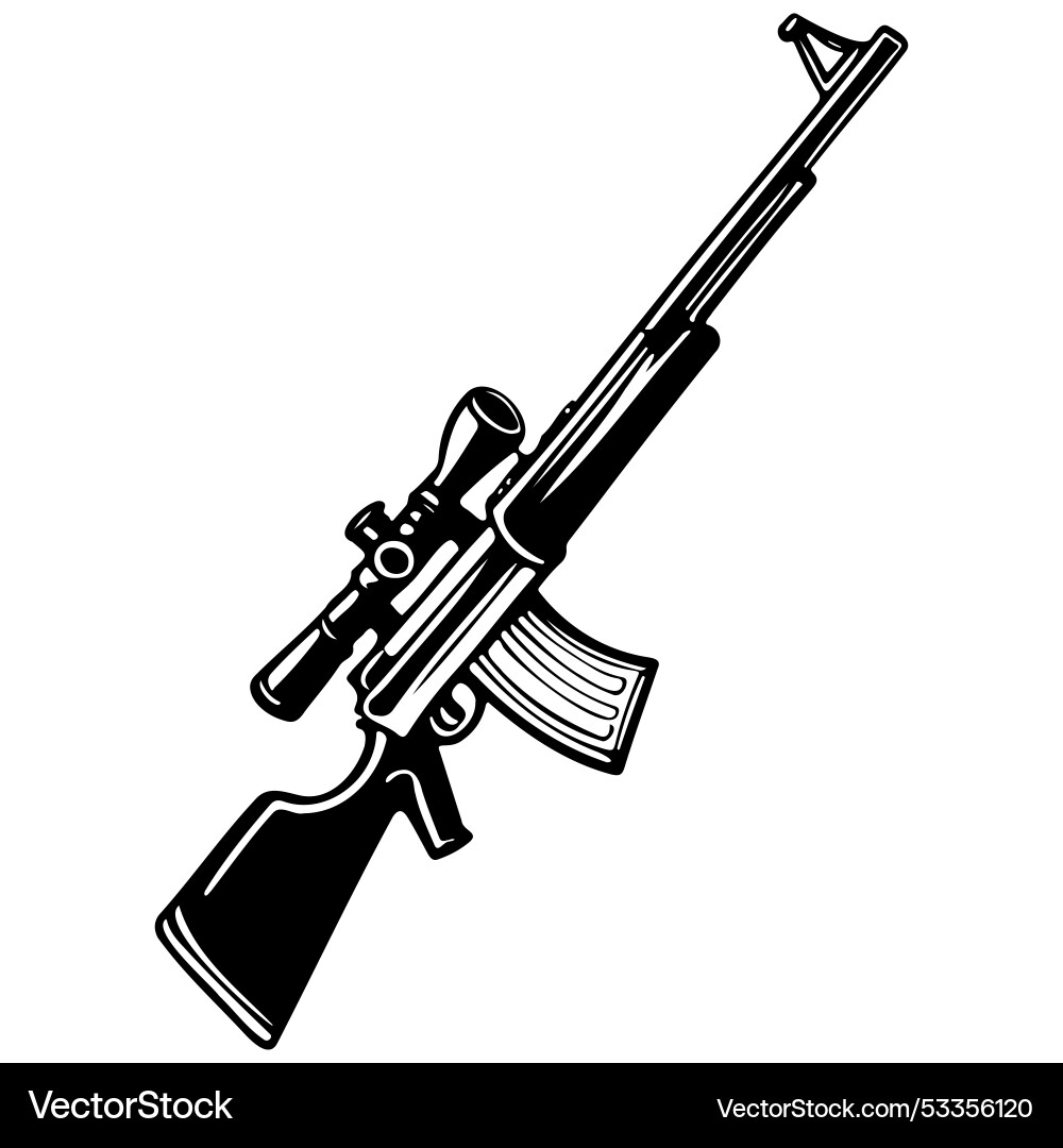 Black cartoon rifle drawing realistic hand Vector Image