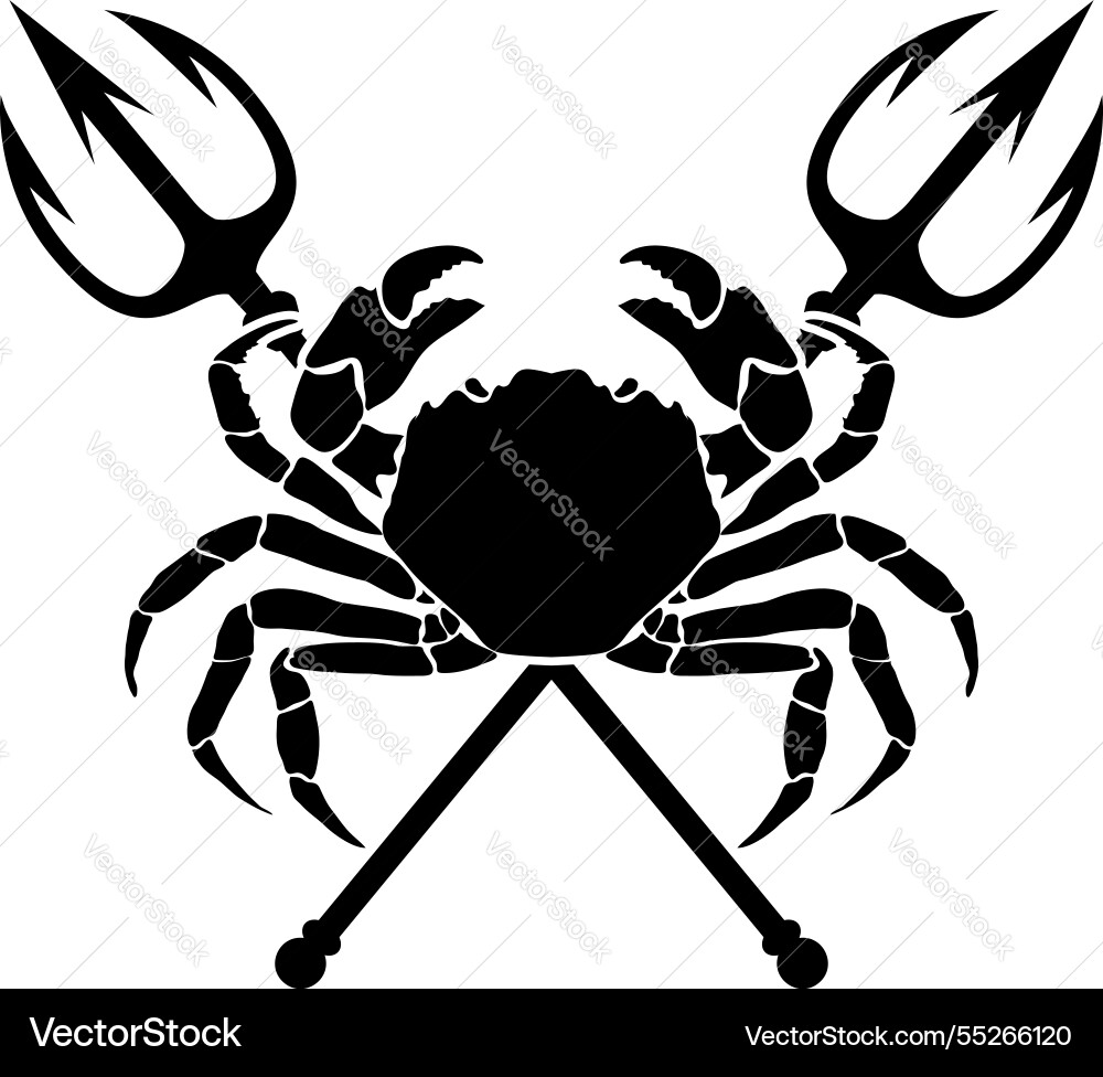 Crab and two crossed tridents design element for Vector Image