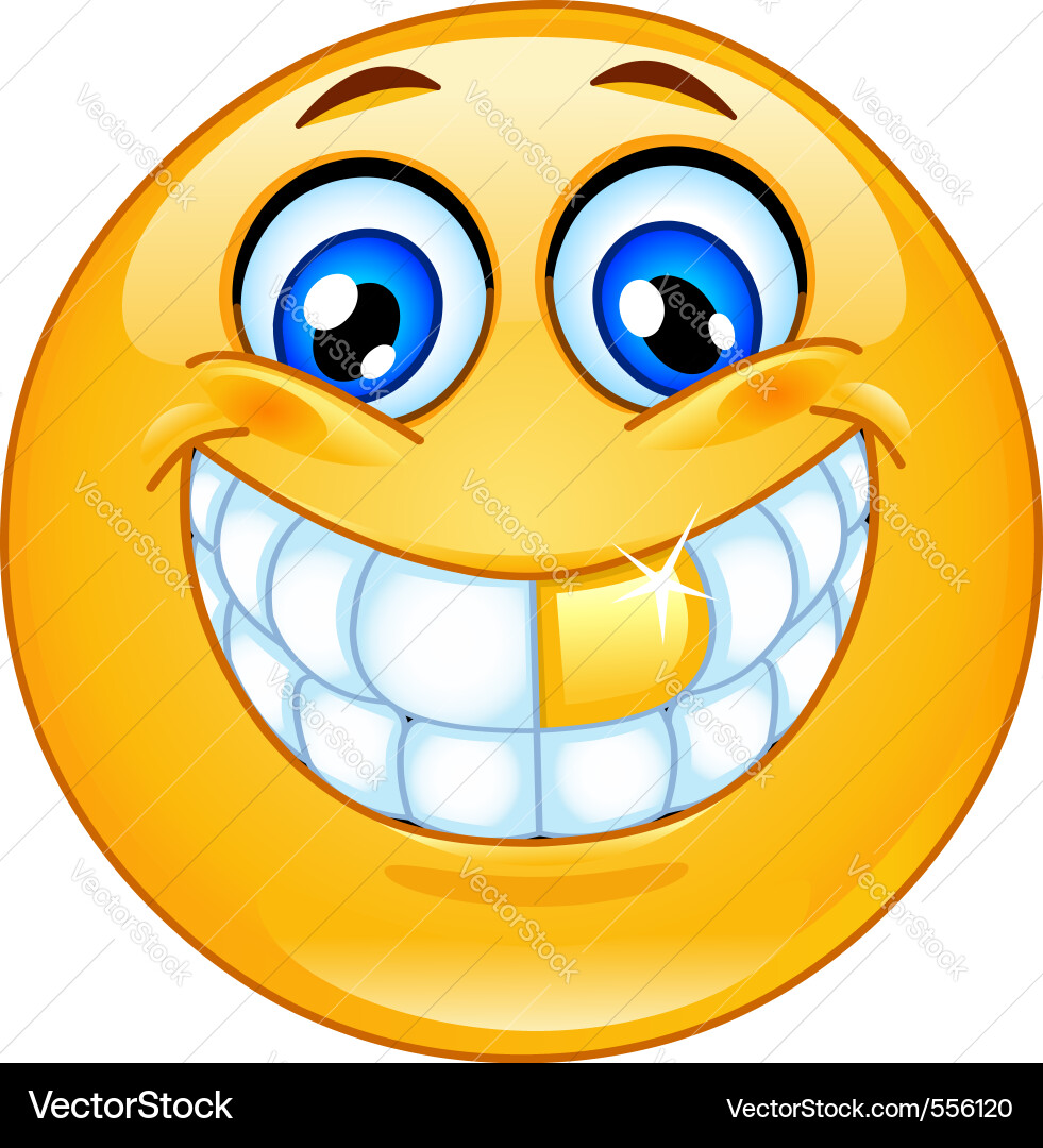Gold tooth emoticon Royalty Free Vector Image - VectorStock