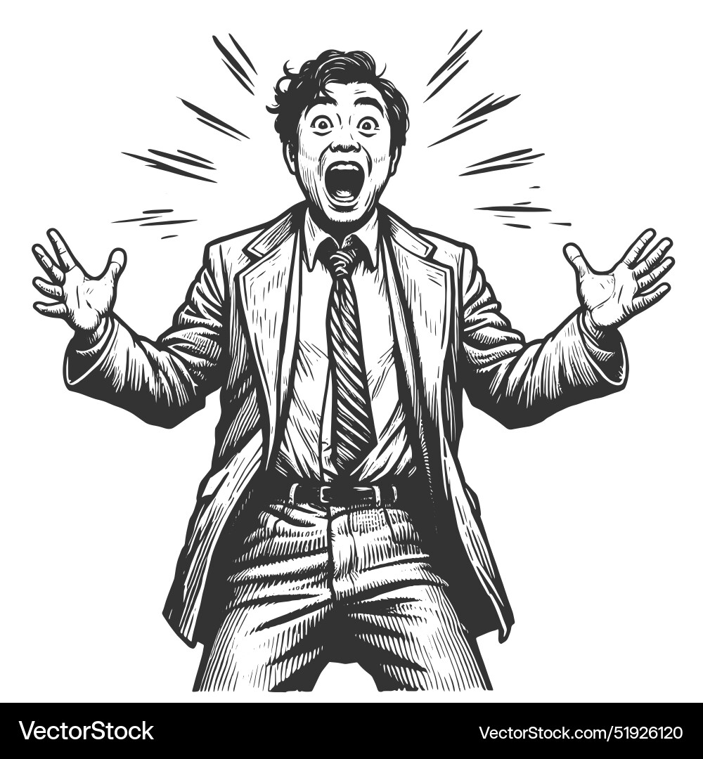 Shocked businessman engraving Royalty Free Vector Image