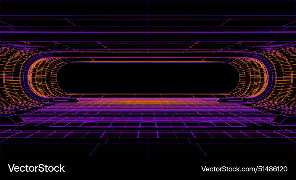 Wire low poly frame of a futuristic corridor Vector Image
