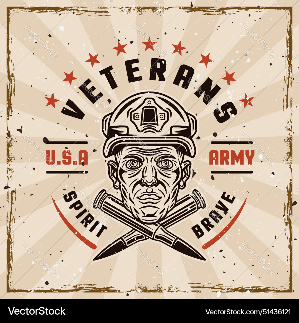 American veterans emblem with soldier head Vector Image