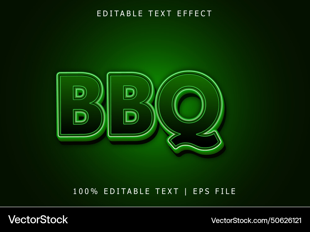 Bbq editable text effect 3 dimension emboss Vector Image