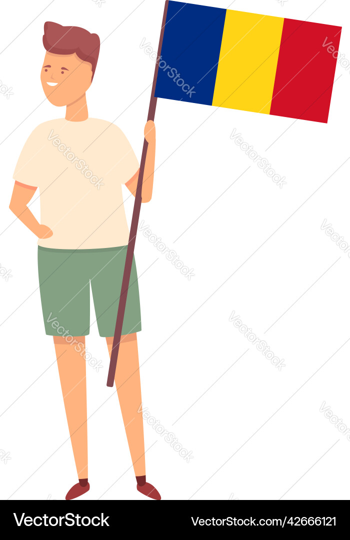 Junge mit romania flag icon Cartoon Welt Vektorbild