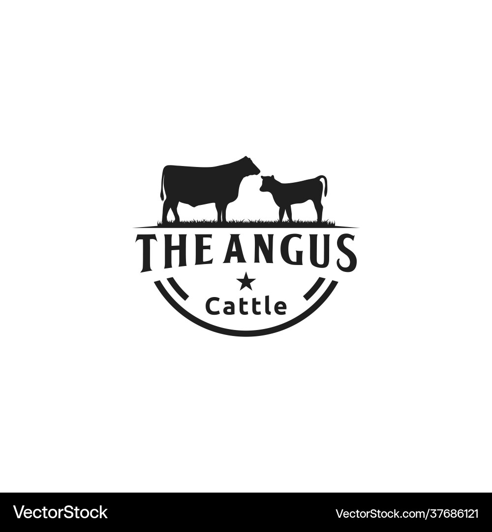 Cattle farm beef label logo design inspiration Vector Image