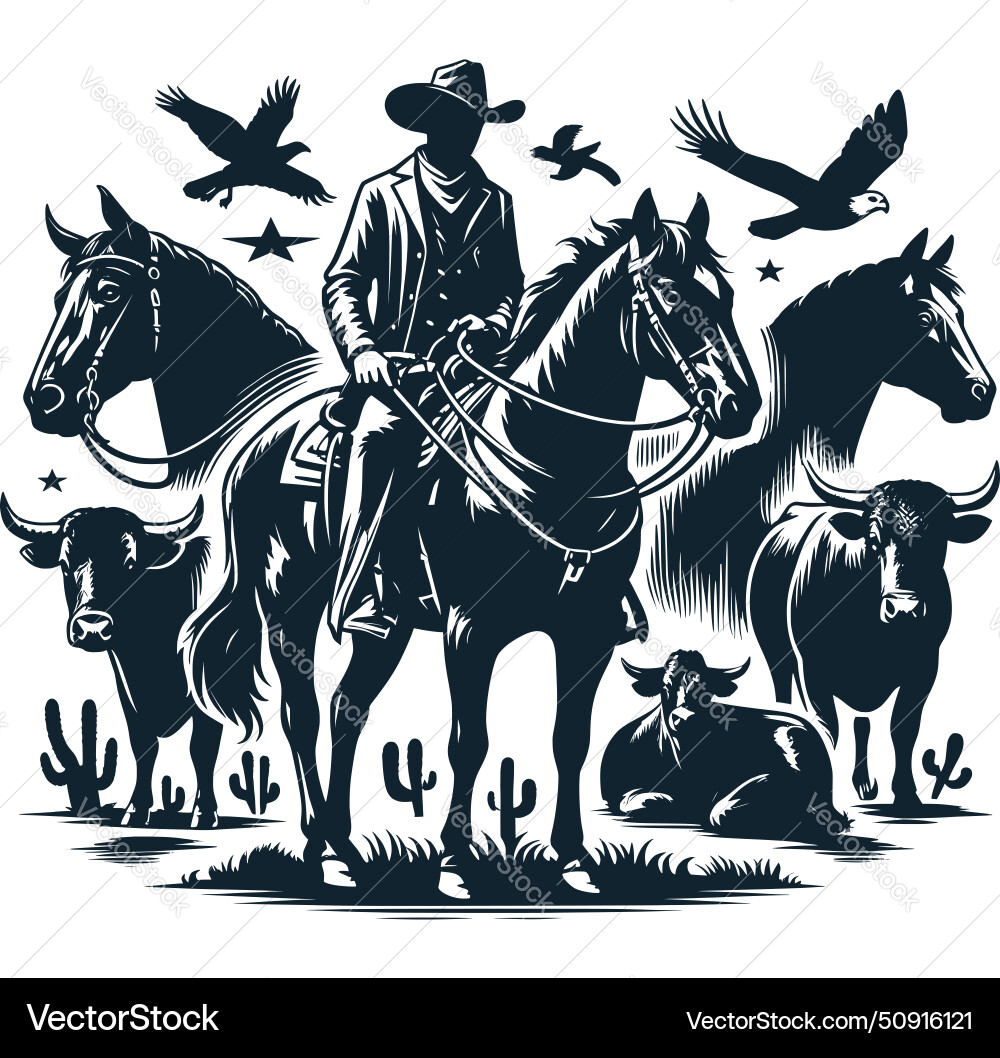 Cowboy and cowgirl bundle file Royalty Free Vector Image