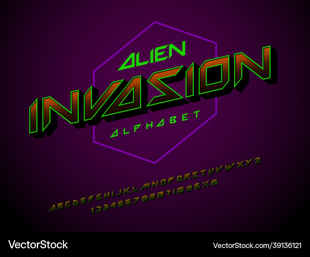 Futuristic Typography Set Royalty Free Vector Image