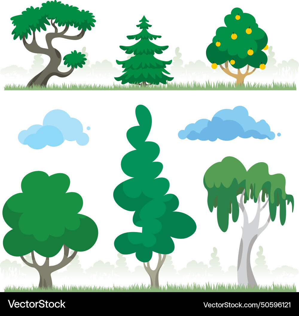 Game assets trees Royalty Free Vector Image - VectorStock