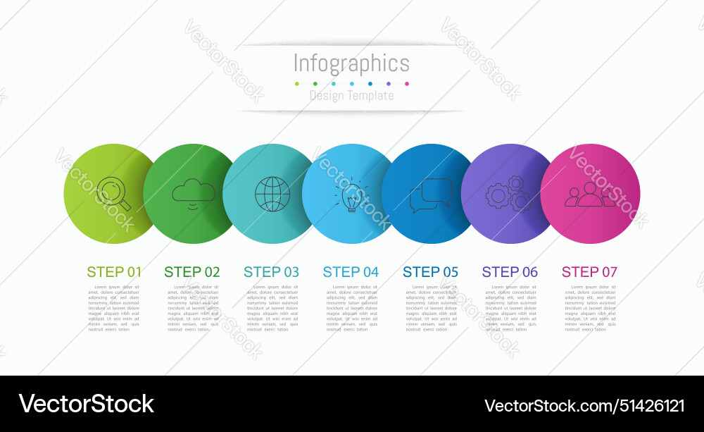 Infographic 7 options design elements Royalty Free Vector