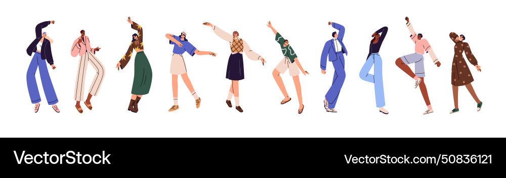 People dance set different happy dancers perform Vector Image