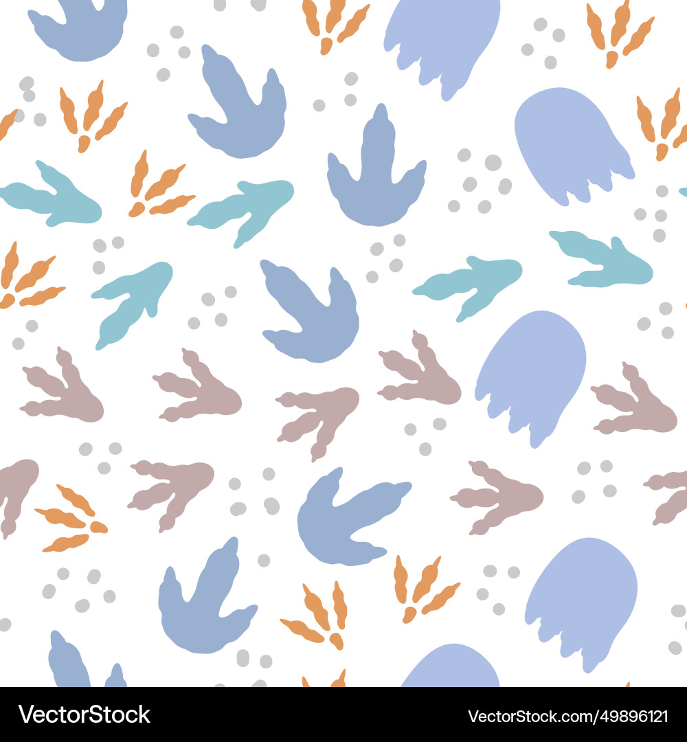 Seamless pattern dinosaur foot trace color kids Vector Image
