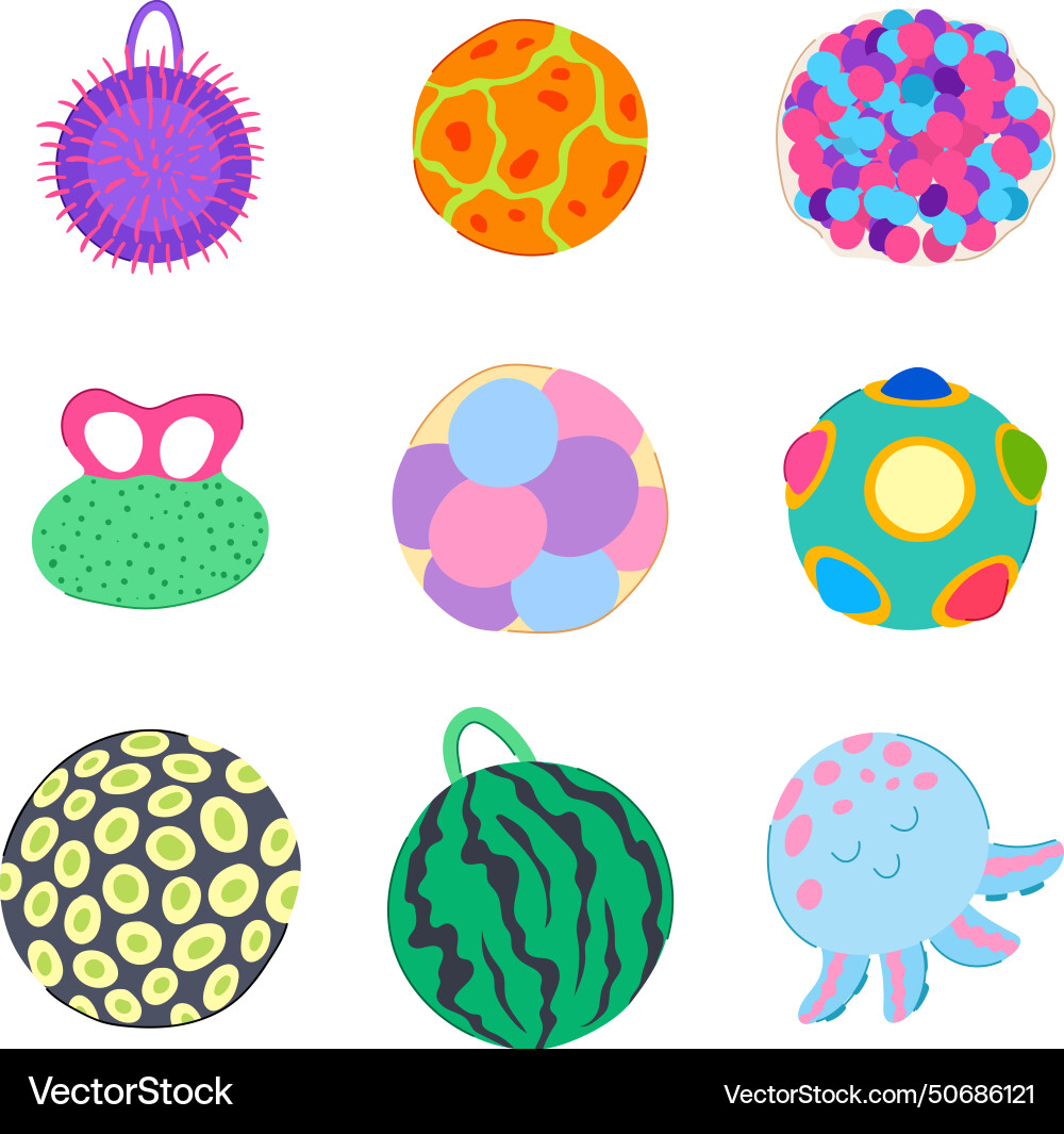 Stress ball set cartoon Royalty Free Vector Image