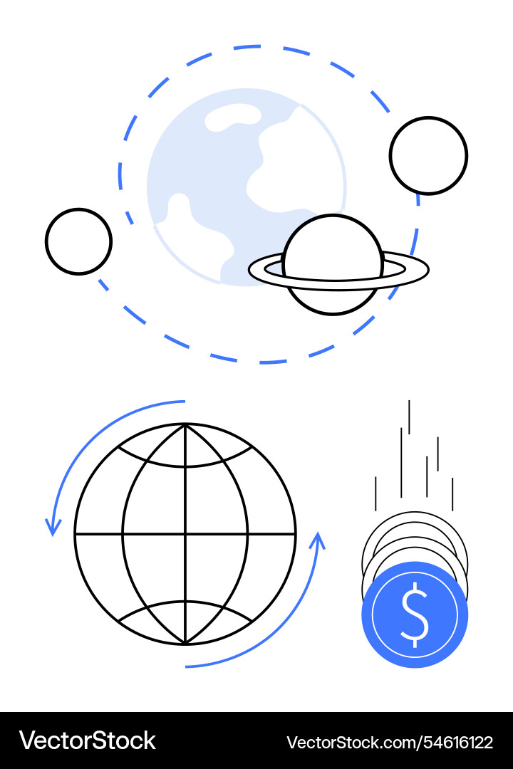 Abstract representation of planetary orbit global Vector Image