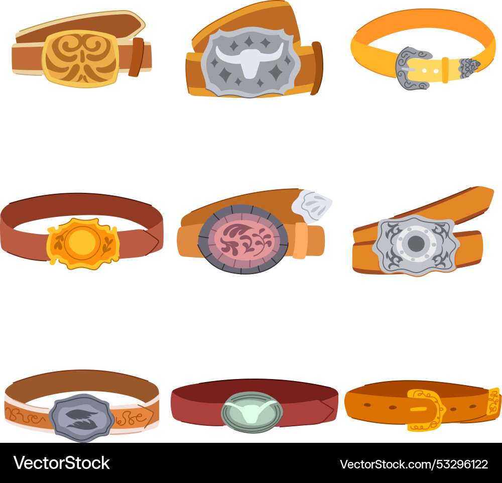 Belt cowboy set cartoon Royalty Free Vector Image