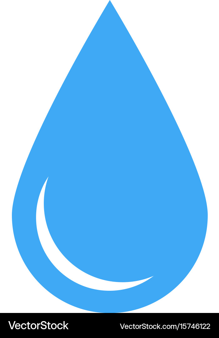Blue water drop symbol simple flat icon Royalty Free Vector