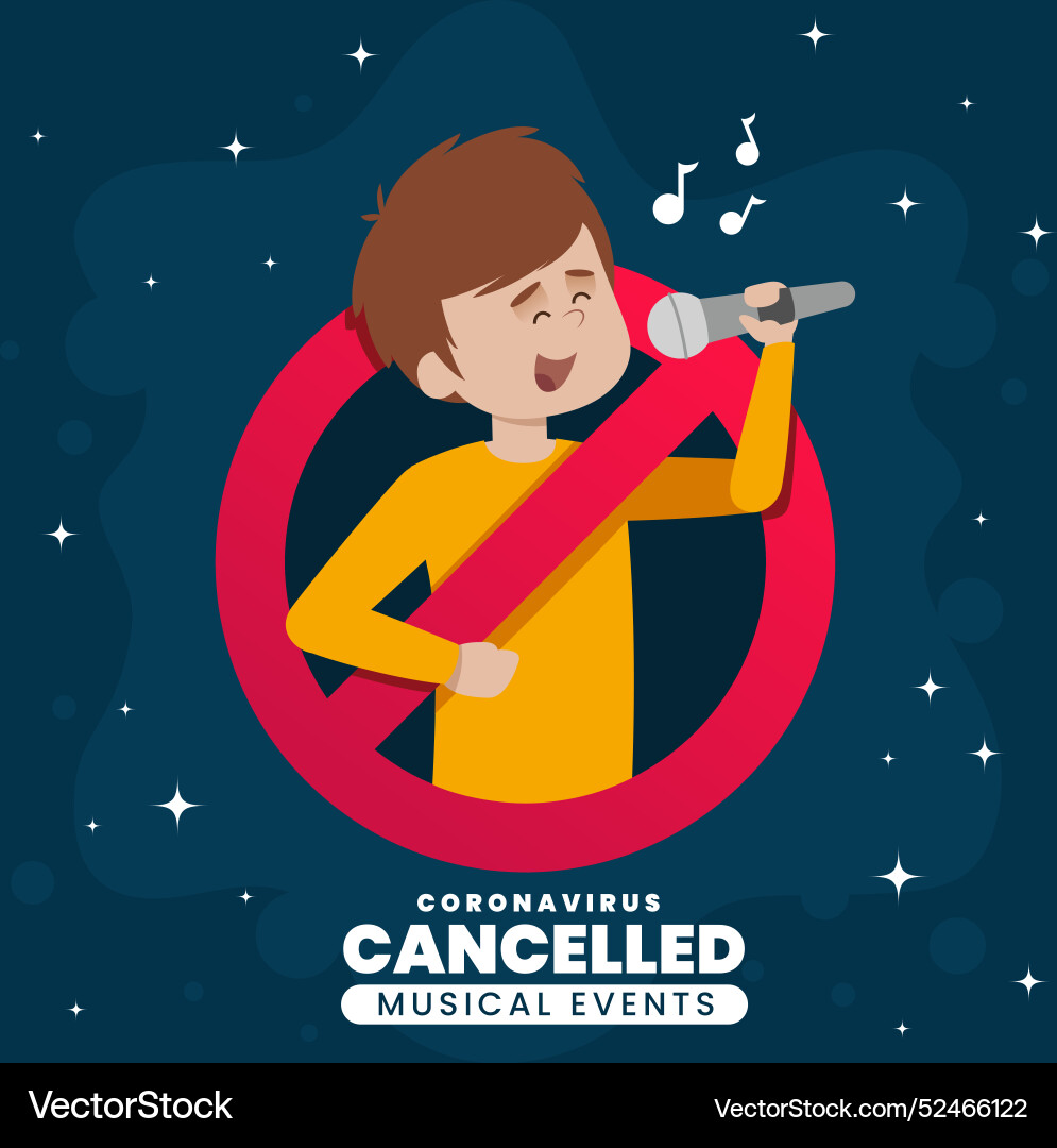 Cancelled musical events with person and Vector Image