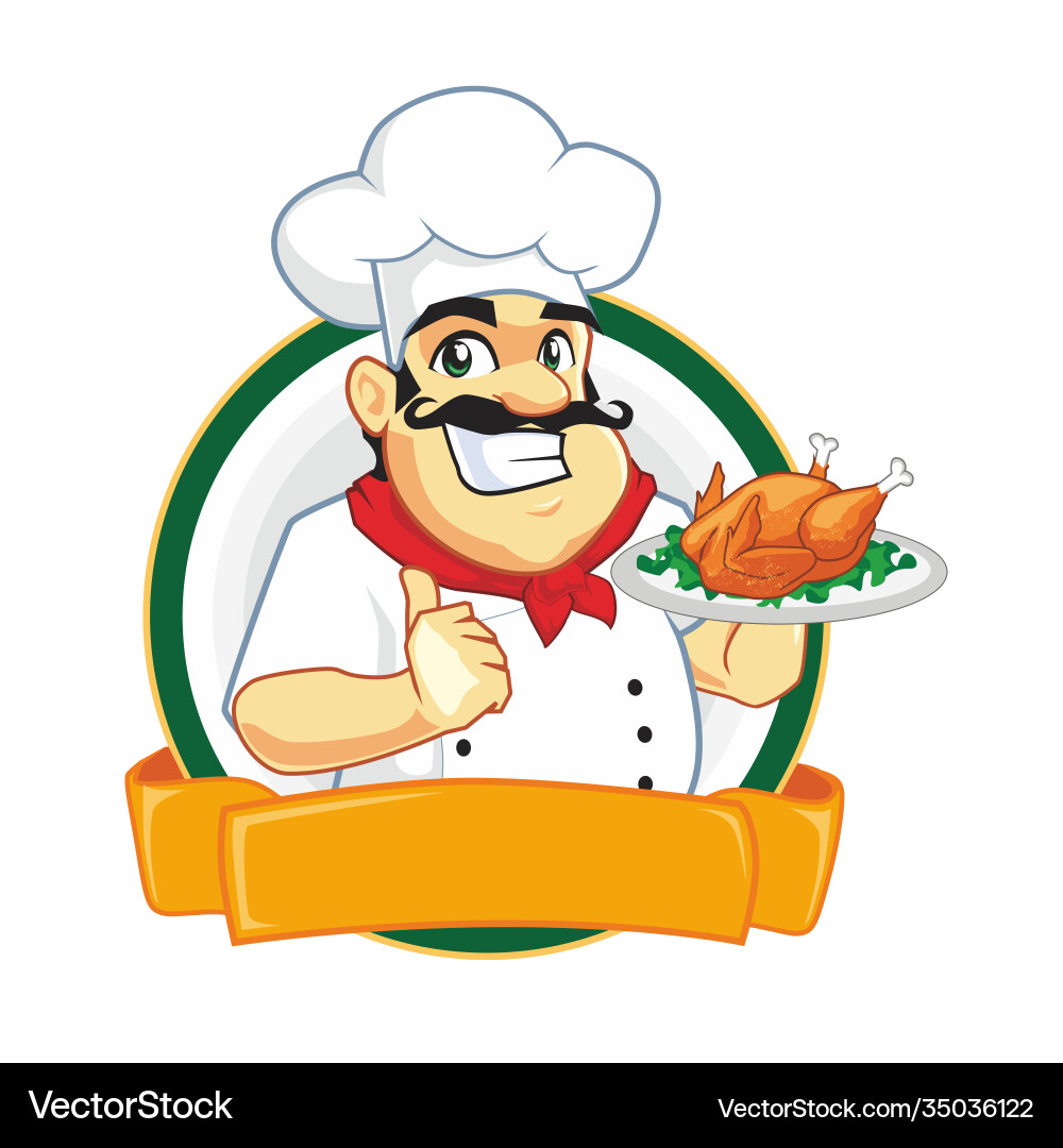 Chef chicken mascot cartoon Royalty Free Vector Image