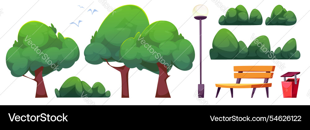 City public park elements collection Royalty Free Vector