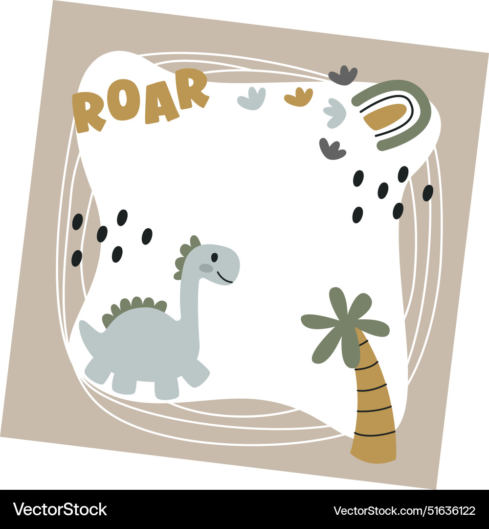 Dinosaur square childish frame Royalty Free Vector Image