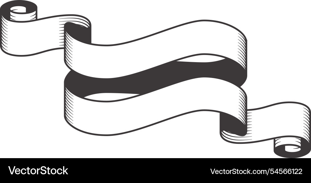 Double vintage ribbon banner waving gracefully Vector Image