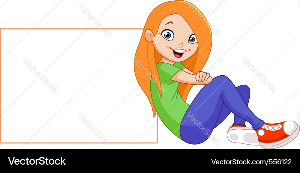 Girl with sign Royalty Free Vector Image - VectorStock