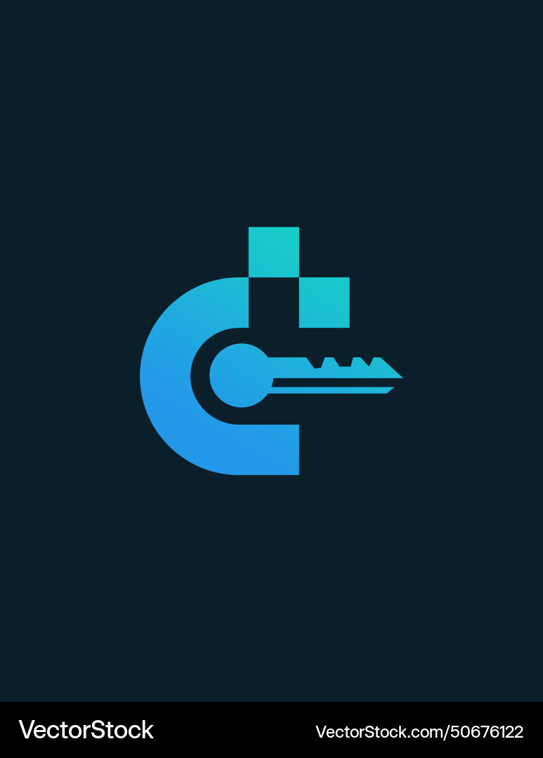 Initial c with key logo design Royalty Free Vector Image
