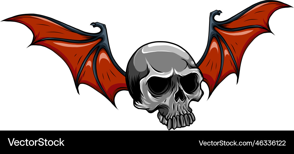 Skull with Bat Wings - Gothic Art Royalty Free Vector Image